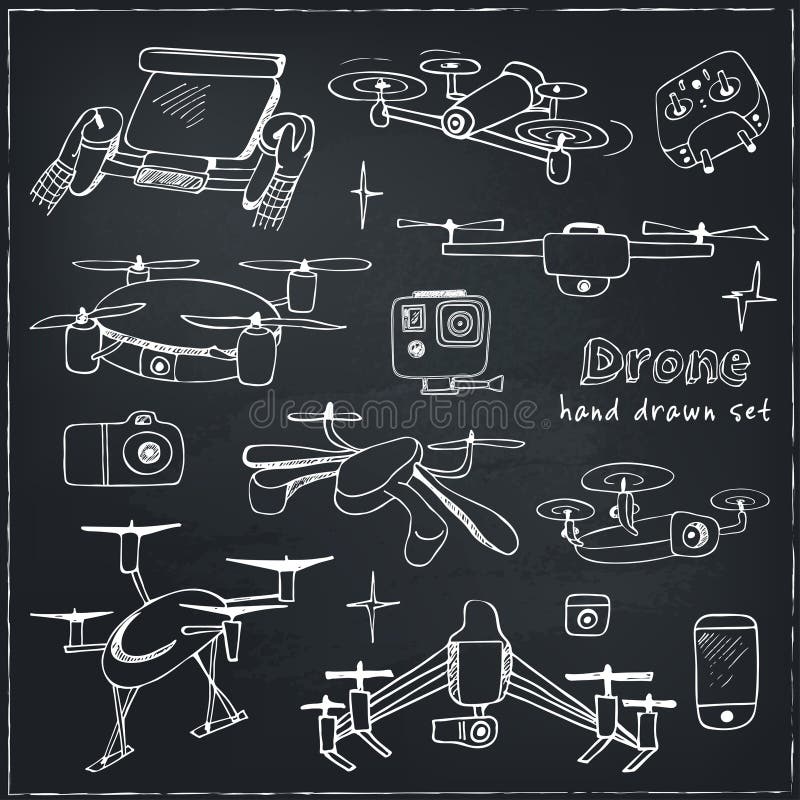 Hand Drawn Element Drone and Controller Connecting. Stock Vector ...