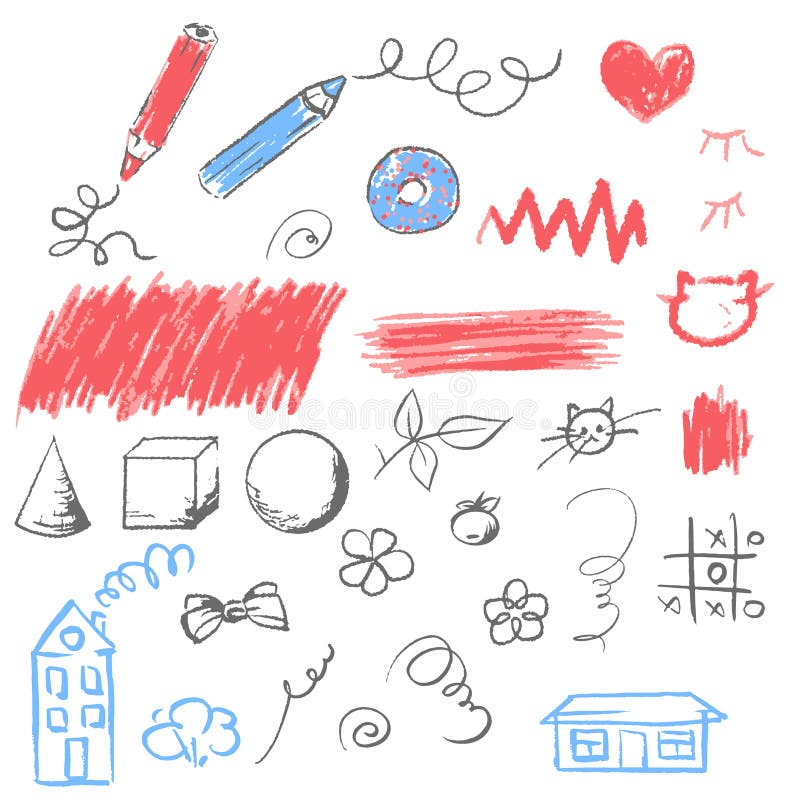 Hand-drawn Elements, Children S School Drawing Stock Vector ...