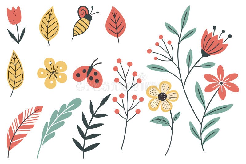 Hand Drawn Elements in Colorful Sketch Design Stock Vector ...