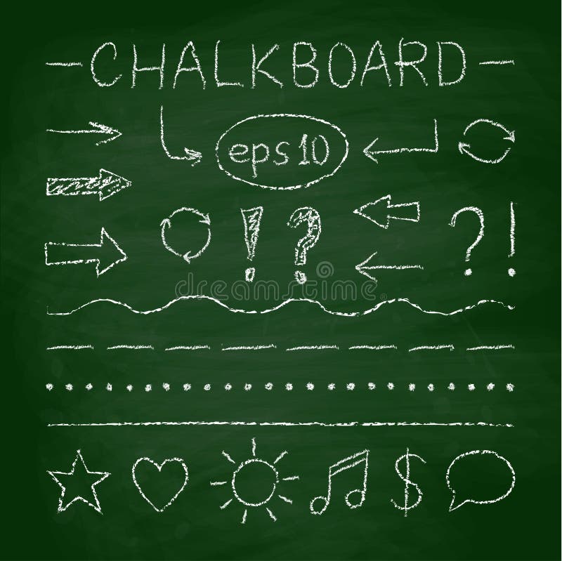 Hand Drawn Elements and Icons in Chalk Style. Vector Illustration ...