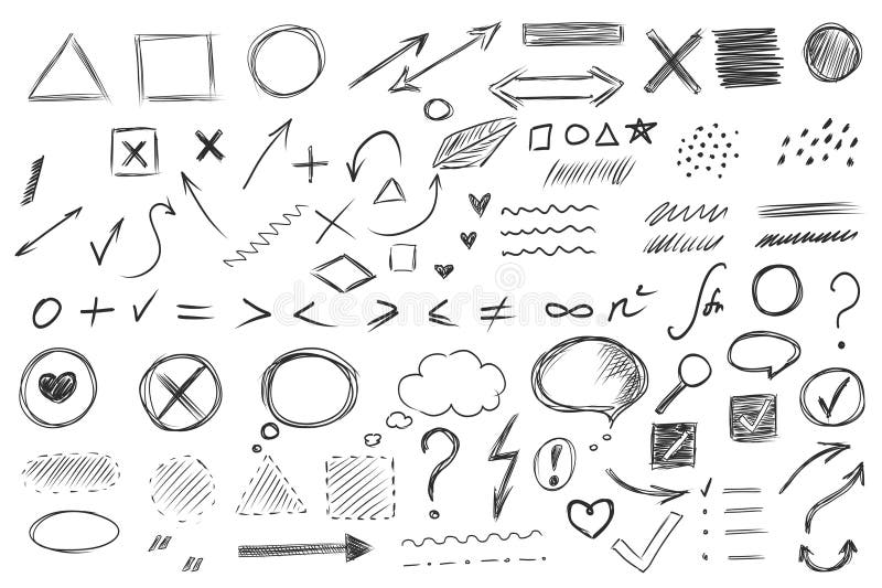 Hand drawn Elements Set stock illustration. Illustration of square ...