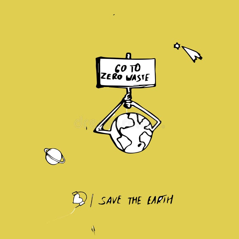 Zero Waste Concept - Set of Hand Drawn Organic Elements with Lettering ...