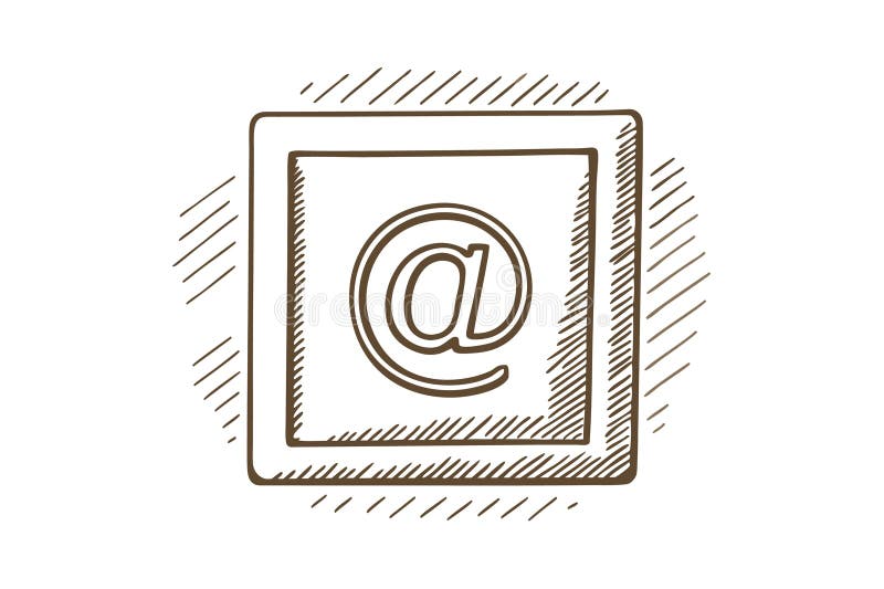 Hand Drawn Email Symbol Inside a Square Frame Sketch at Sign, Digital ...