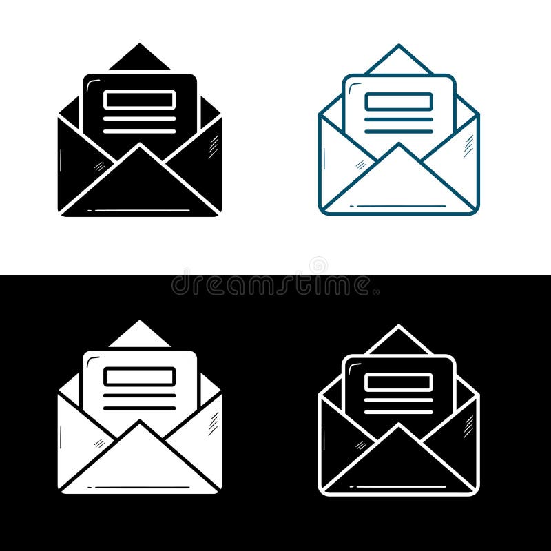 Hand Drawn Email Vector Line Icon. Message, Mail, Missive ... Hand Drawn Email Vector Line Icon. Message, Mail, Missive ...