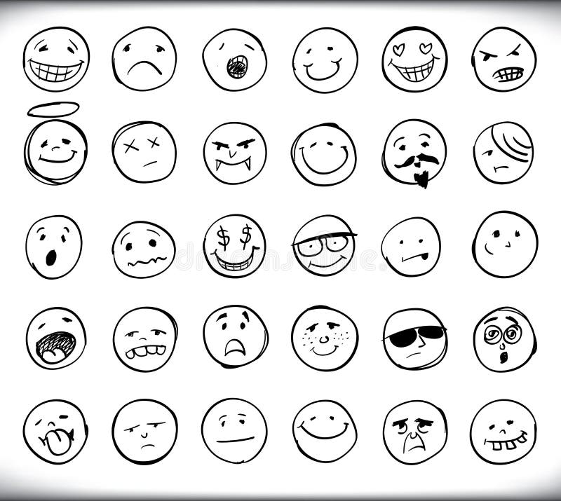 Emoticon doodles stock vector. Illustration of pencil - 19041800