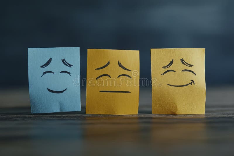 Hand-Drawn Emotion Faces on Colorful Notes Stock Illustration ...