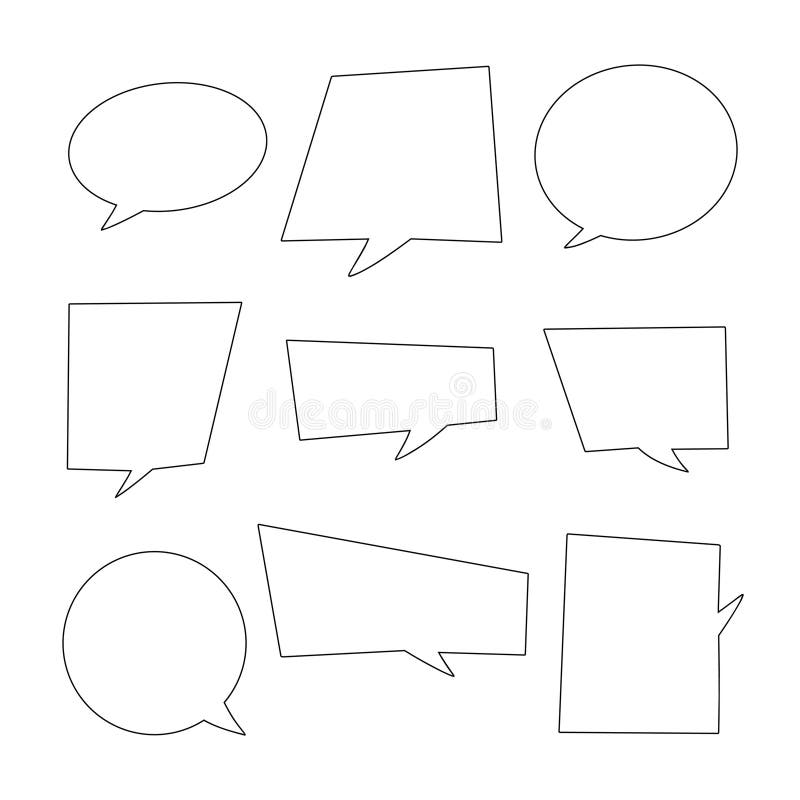 Hand-drawn Empty Bubbles for Speech, Windows for Text, Dialog, Black ...