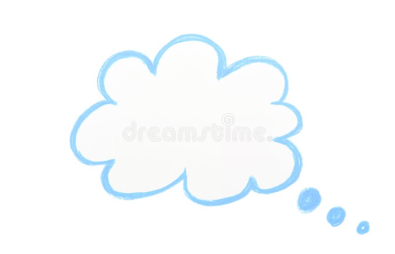Hand Drawn Empty Cloud Speech Bubble Shape Color Pencil on White ...