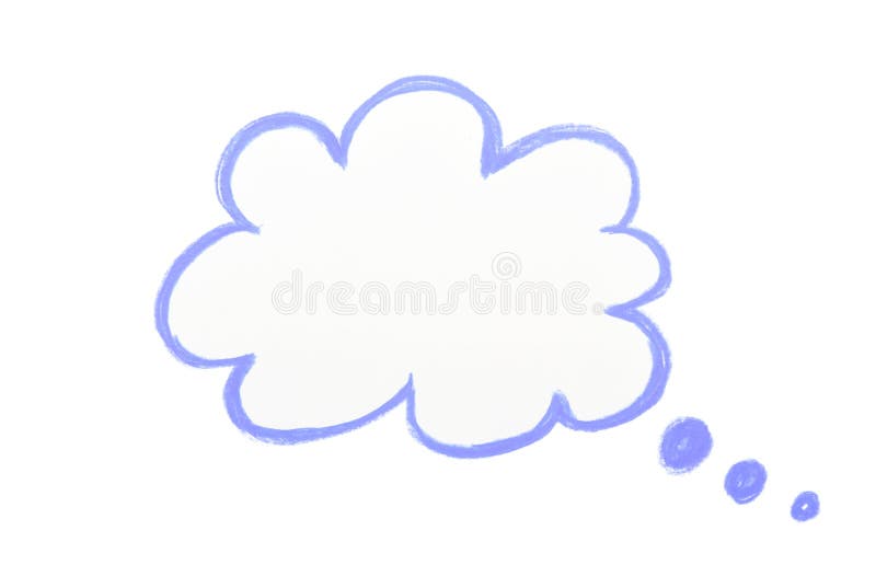 Hand Drawn Empty Cloud Speech Bubble Shape Color Pencil on White ...