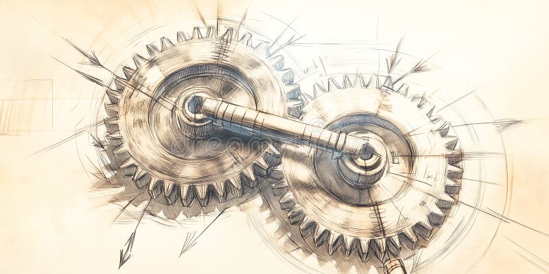 Hand-drawn Engineering Concept Sketch Depicting Advanced Machinery ...