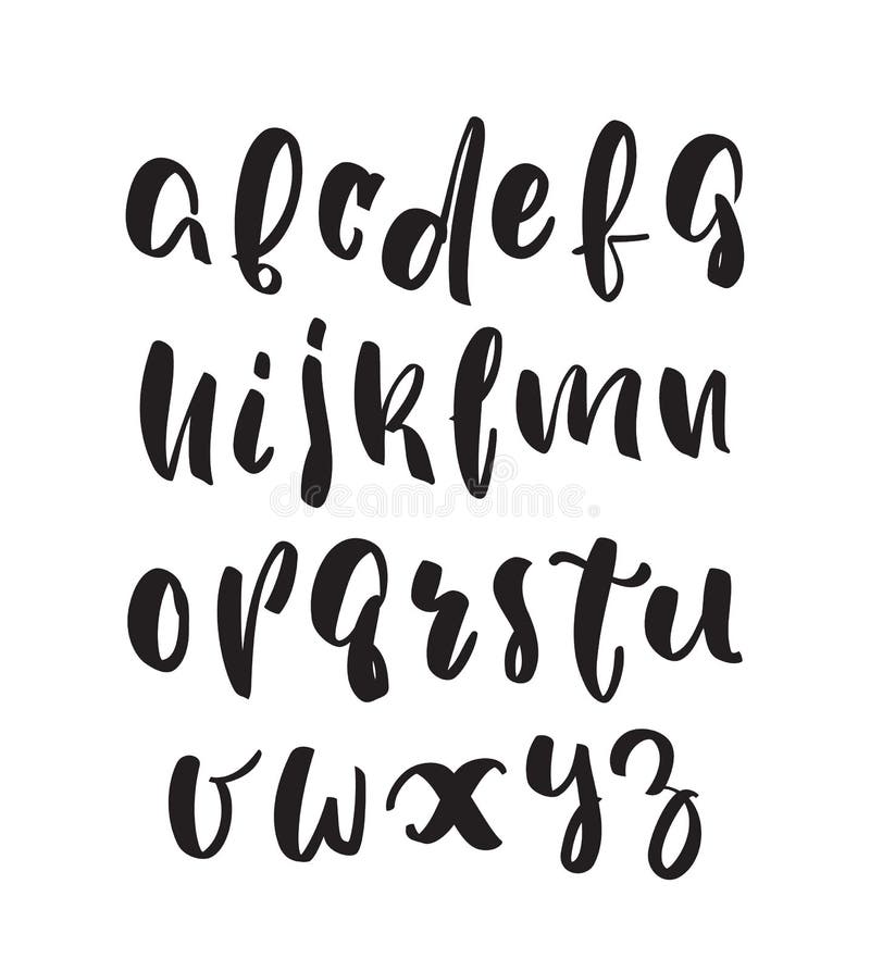 Hand Drawn English Brush Type Alphabet Letters on White Background ...