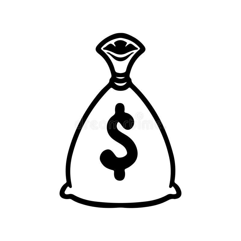 Hand Drawn Engraving of Dollar Money Bag Stock Vector - Illustration of ...