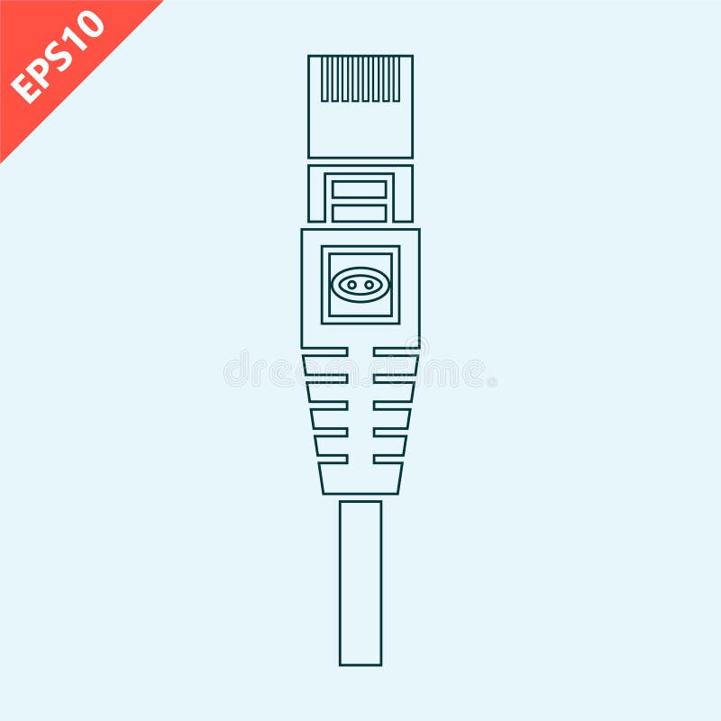 Hand Drawn Ethernet Cable Vector Icon Design Flat Isolated Illustration ...