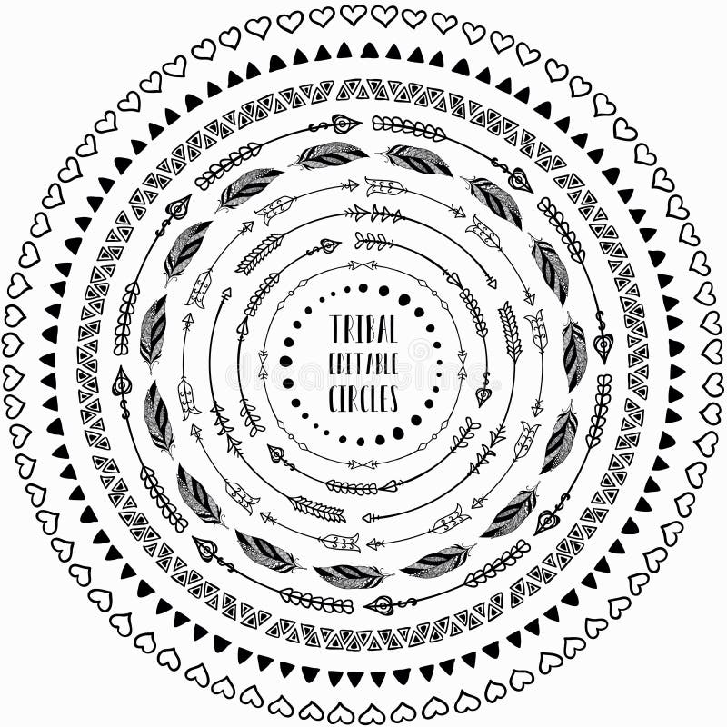 Ethnic Circles Orange Seamless Pattern. Stock Illustration ...