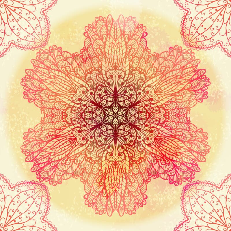 Hand Drawn Ethnic Pink Ornament Stock Vector - Illustration of elegance ...