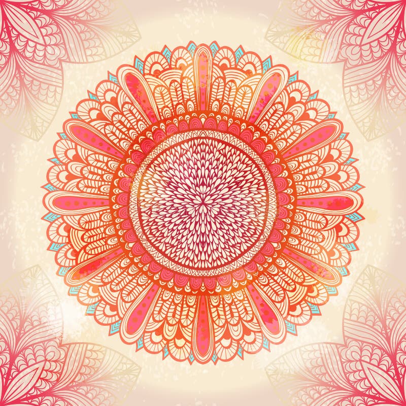 Hand Drawn Ethnic Pink Ornament Stock Vector - Illustration of ornate ...