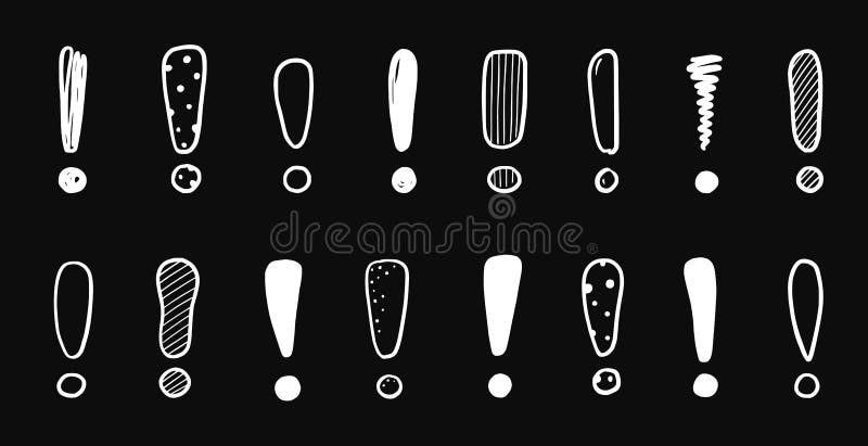 Hand Drawn Exclamation Mark Set. Scribble Chalkboard Doodle Exclamation ...