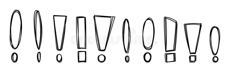 Hand Drawn Exclamation Marks Set. Scribble Doodle Exclamation Point ...