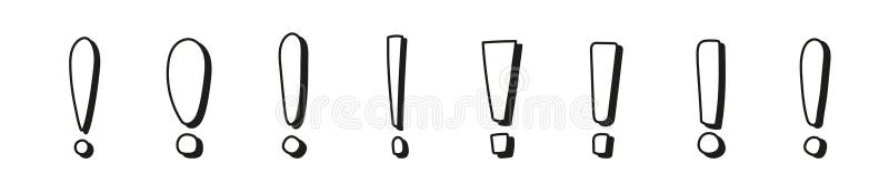 Hand Drawn Exclamation Sign with 3d Effect. Cartoon Comic Retro Style ...