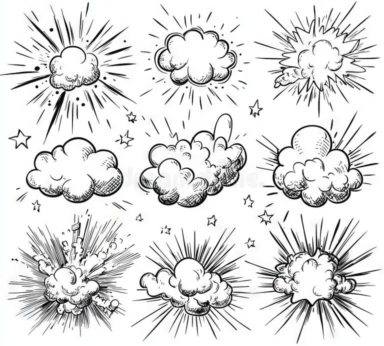 Hand-drawn Explosion Speech Bubble with Splash Smoke, Comic Doodle ...