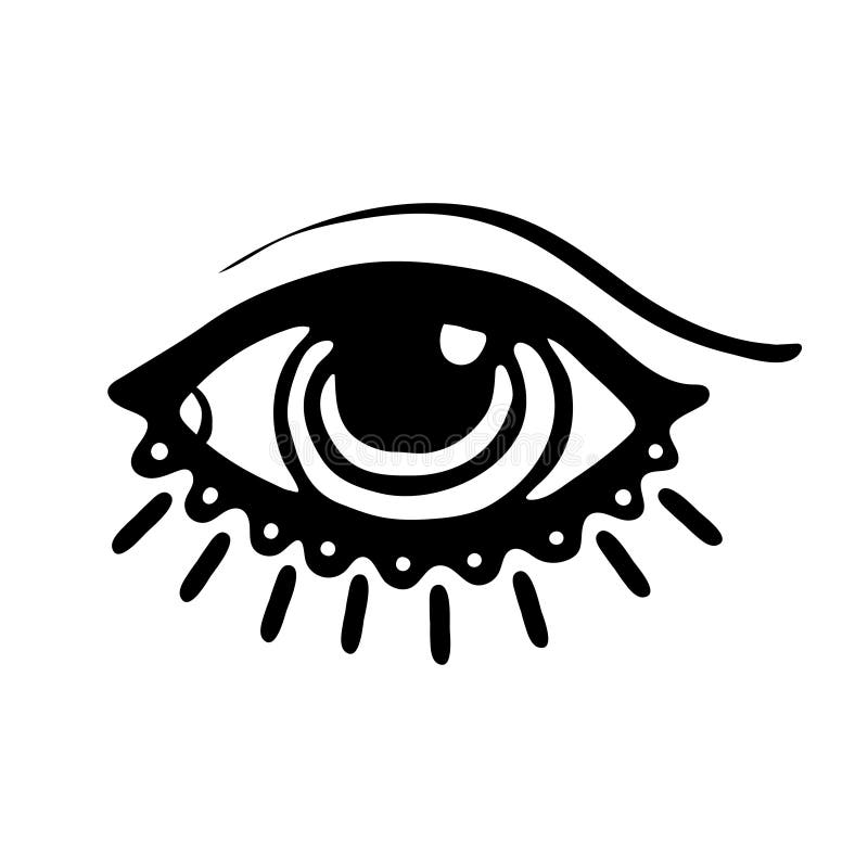 Hand drawn eye icon stock vector. Illustration of drawing - 110905376