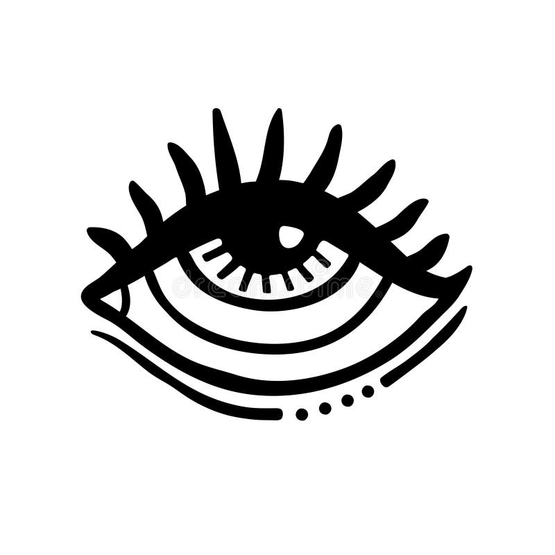 Hand drawn eye icon stock vector. Illustration of decor - 111153070