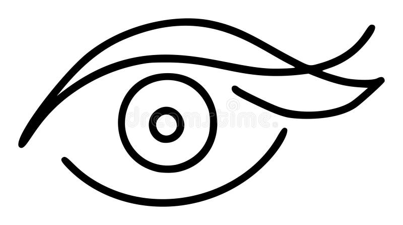 Hand Drawn Eye Icon in Simple Doodle Style. Open Black Eye with Lines ...