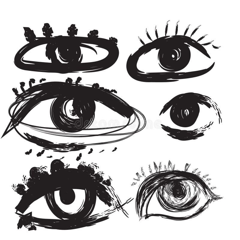 Set of Different Sketched Eye Icons Isolated on White Stock ...