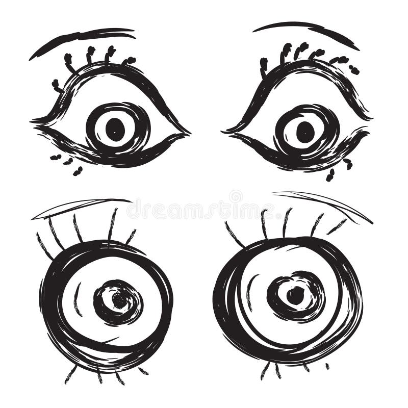 Set of Different Sketched Eye Icons Isolated on White Stock ...