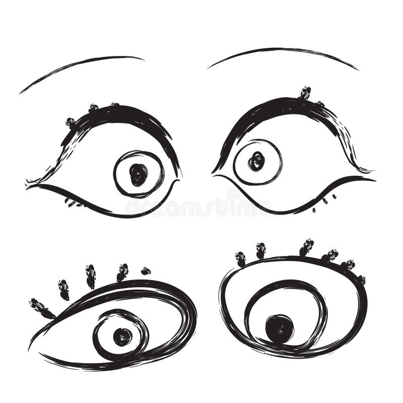 Set of Different Sketched Eye Icons Isolated on White Stock Vector ...
