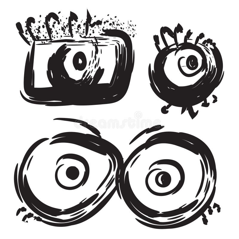 Set of Different Sketched Eye Icons Isolated on White Stock ...