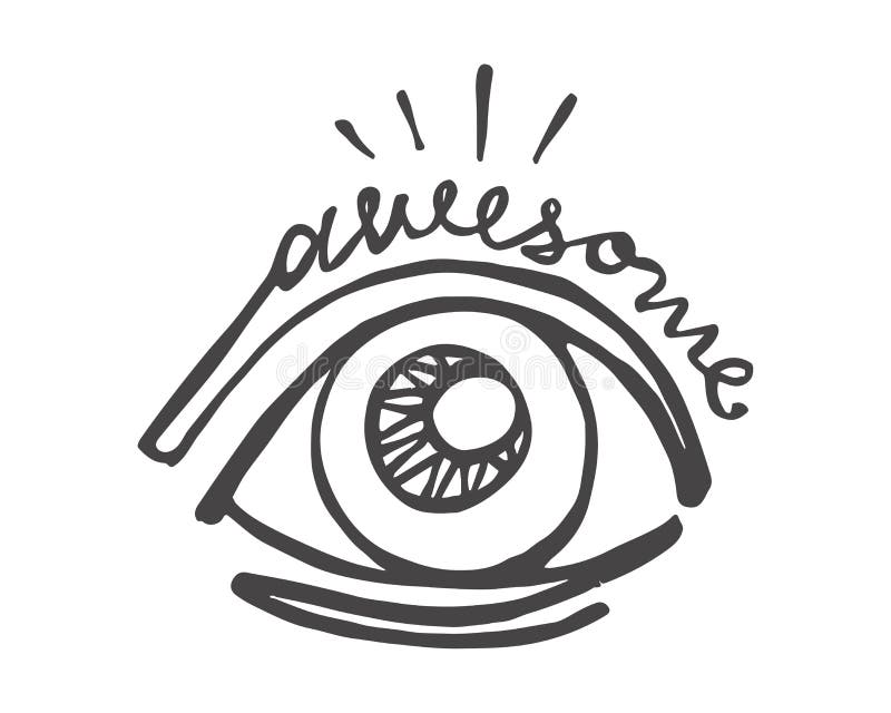 Hand Drawn Eye and Word Awesome Stock Vector - Illustration of awesome ...