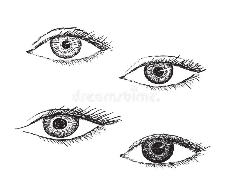 Hand Drawn Eyes. a Collection of Different Shapes of Stylized Drawn ...