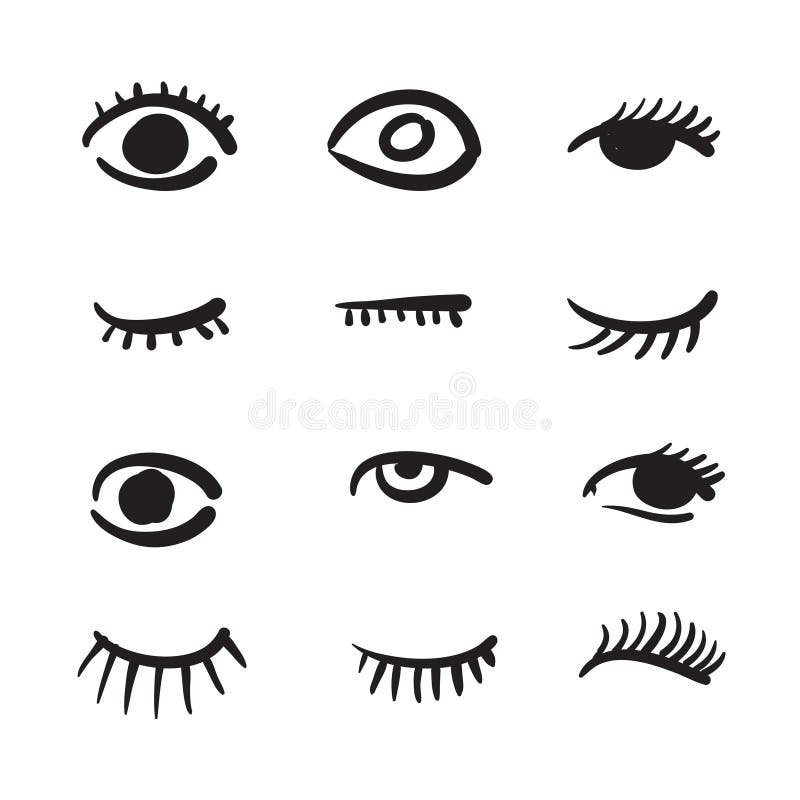 Hand Drawn Eyes Set Vector Illustration Stock Vector - Illustration of ...