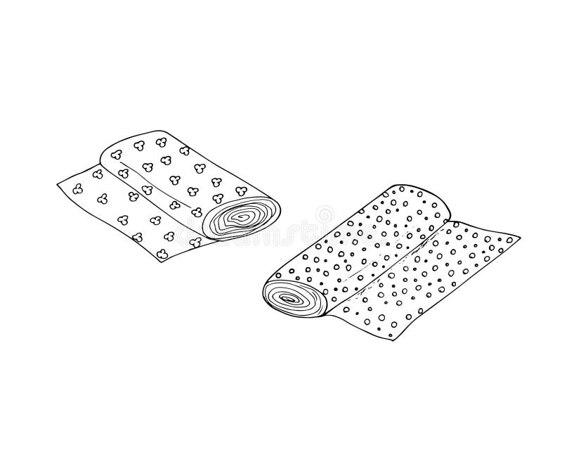 Rolls Fabric Hand Drawn Stock Illustrations – 314 Rolls Fabric Hand ...