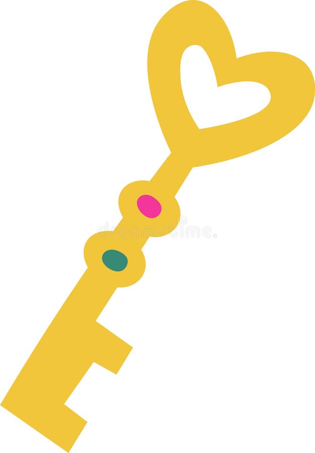 Hand Drawn Fairy Tale Gold Key Stock Illustration - Illustration of ...