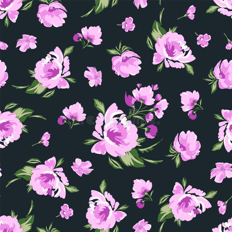Hand Drawn Fancy Retro Bold Floral Seamless Pattern Stock Vector ...
