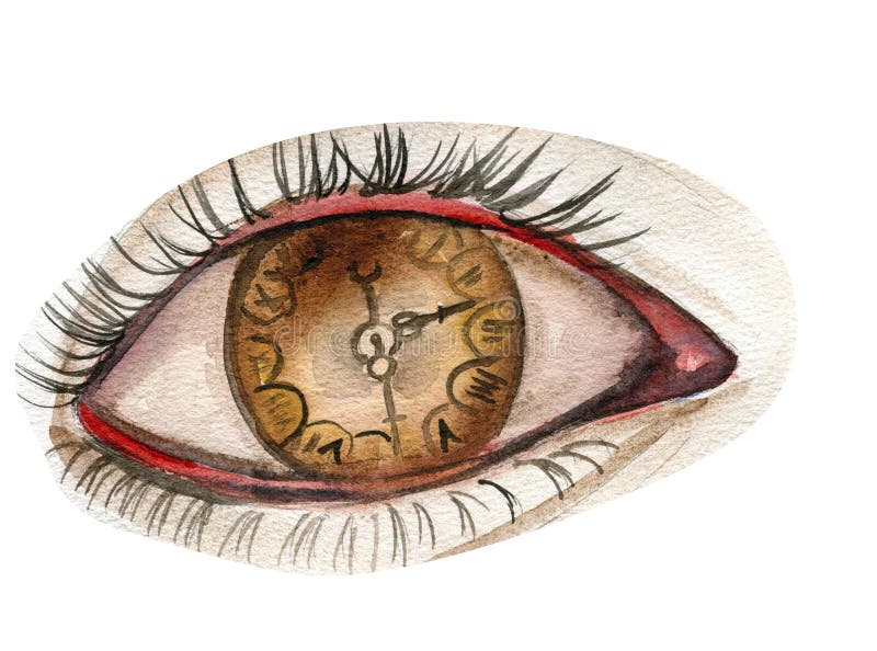 Hand Drawn Fantasy Eye with Clock Stock Vector - Illustration of hand ...