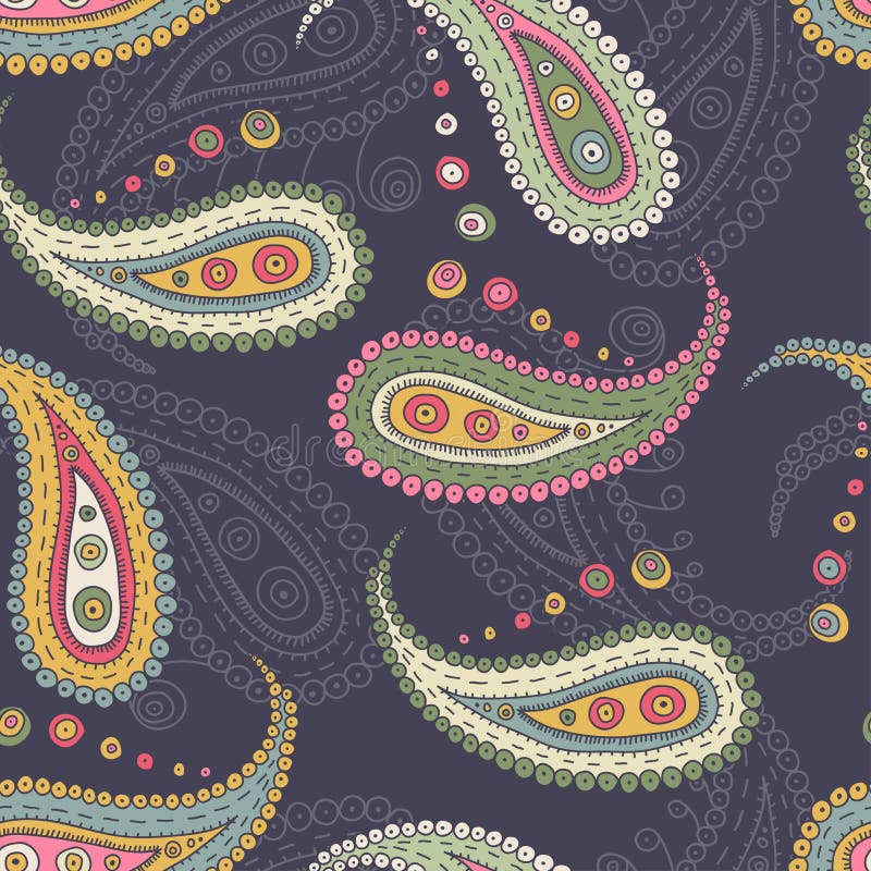 Paisley Elements Seamless Pattern Stock Vector - Illustration of ...