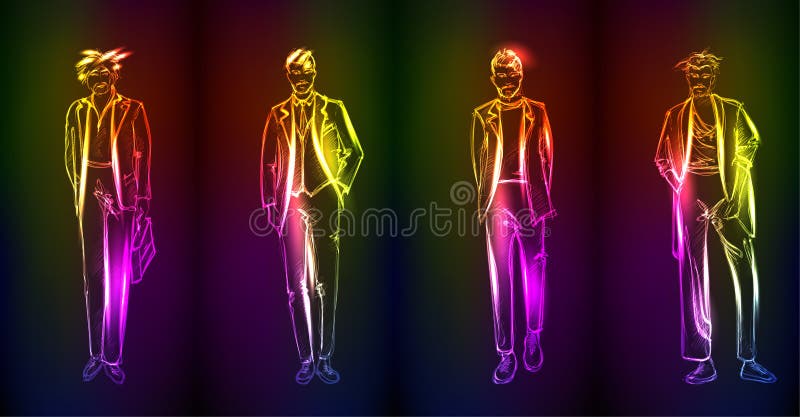 Hand-drawn Fashion Model from a Neon. Stock Vector - Illustration of ...