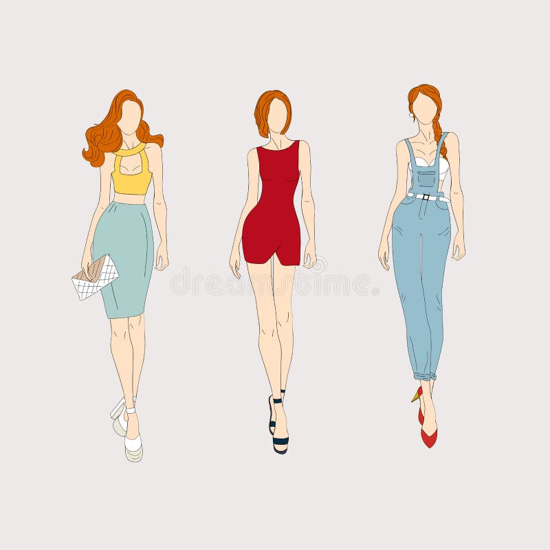 Hand drawn fashion models. stock vector. Illustration of hand - 58415910