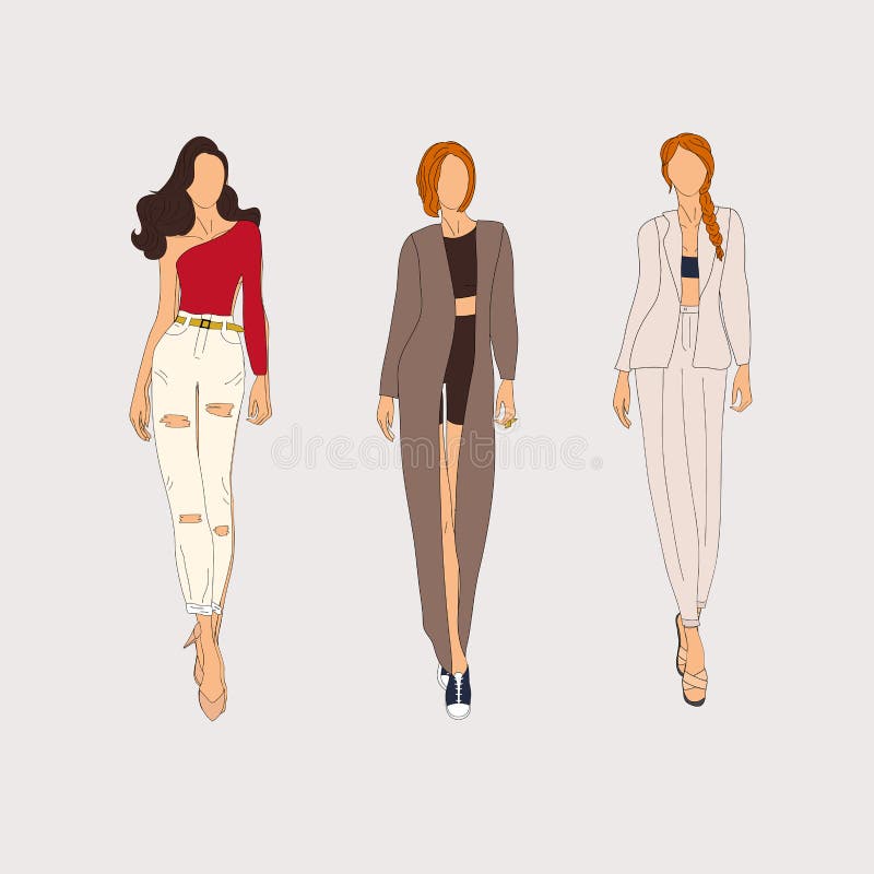 Hand Drawn Fashion Models. Vector Illustration Concept Stock Vector ...