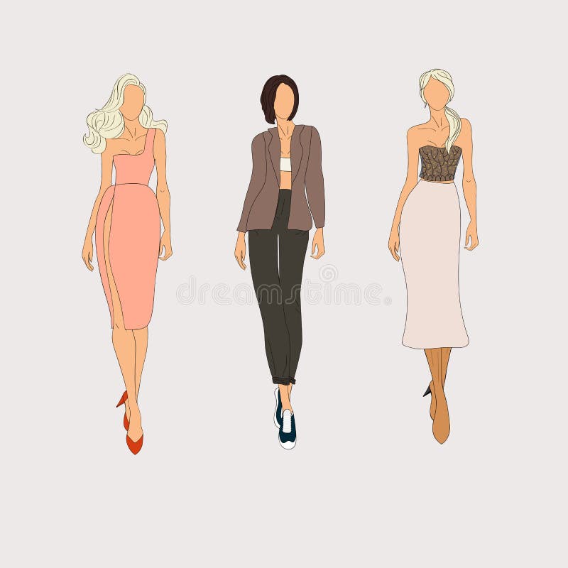 Hand Drawn Fashion Models. Vector Illustration Concept Stock Vector ...