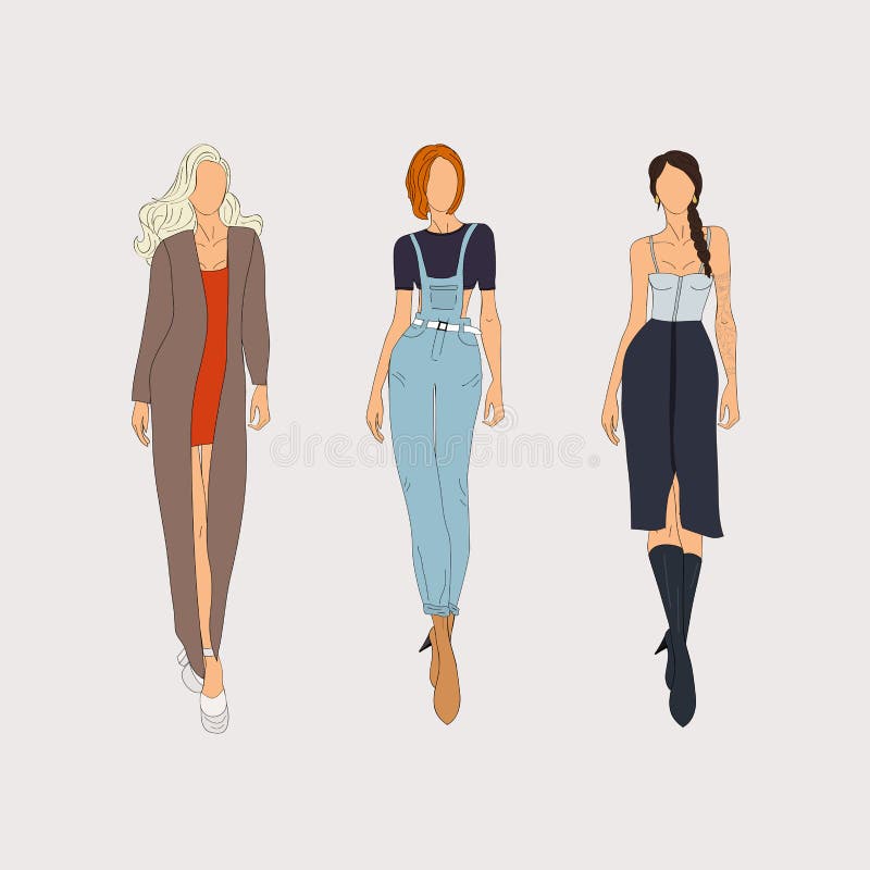 Hand Drawn Fashion Models. Vector Illustration Concept Stock Vector ...
