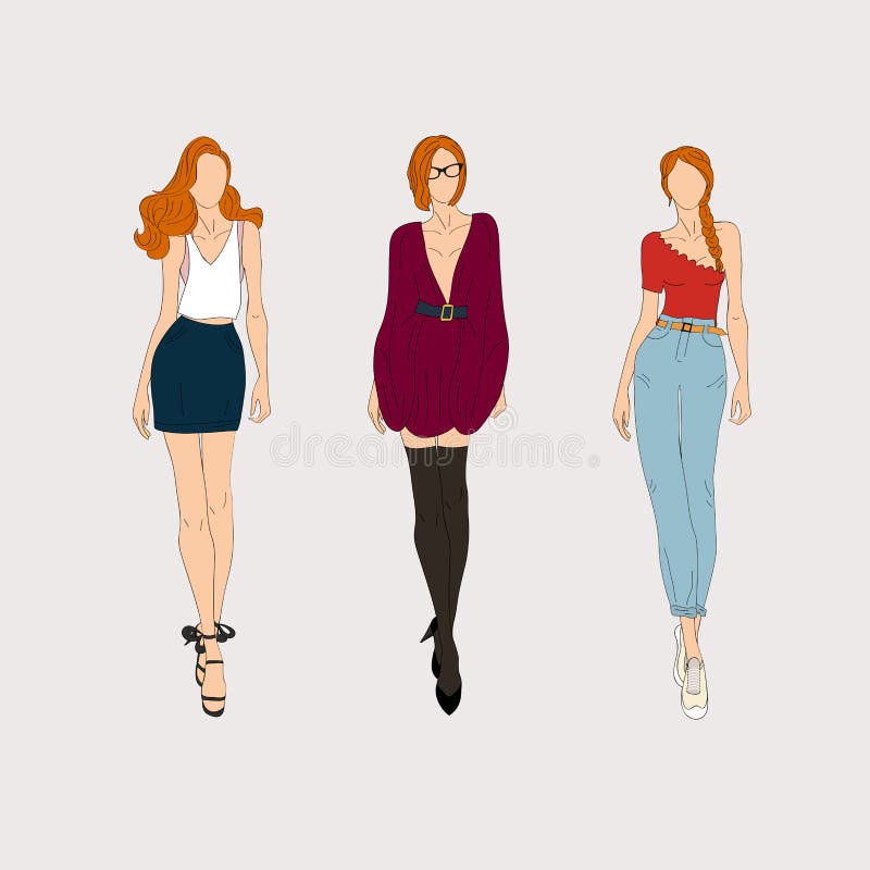 Hand Drawn Fashion Models. Vector Illustration. Stock Vector ...