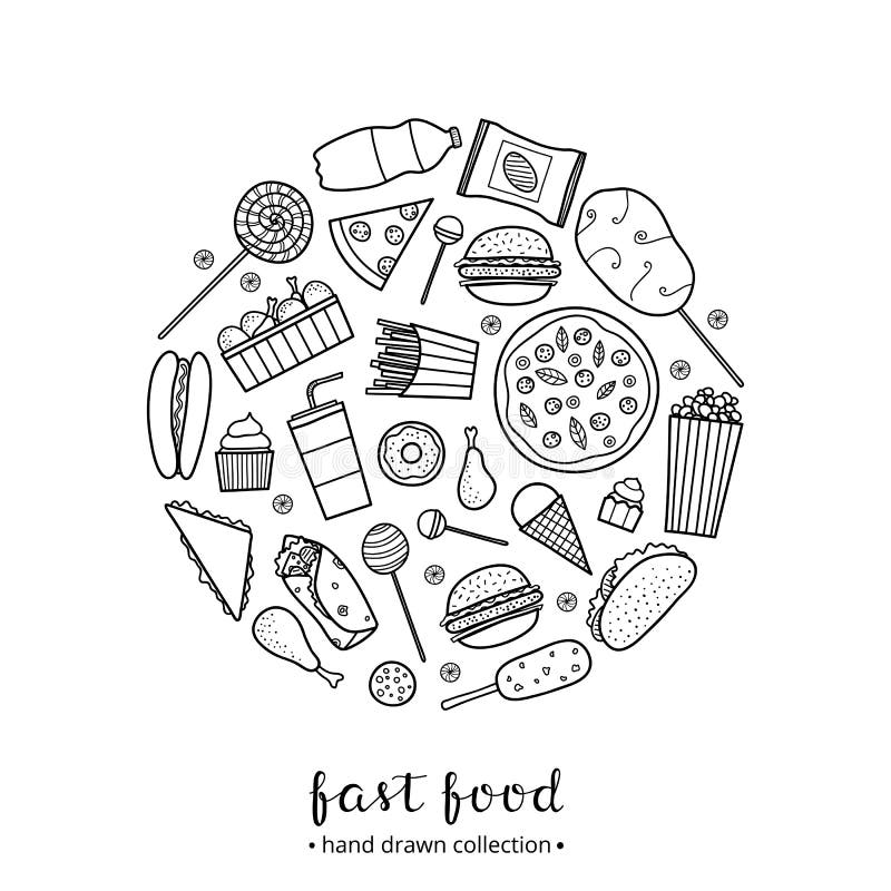 Fast Food Circle Shape Stock Illustrations – 619 Fast Food Circle Shape ...