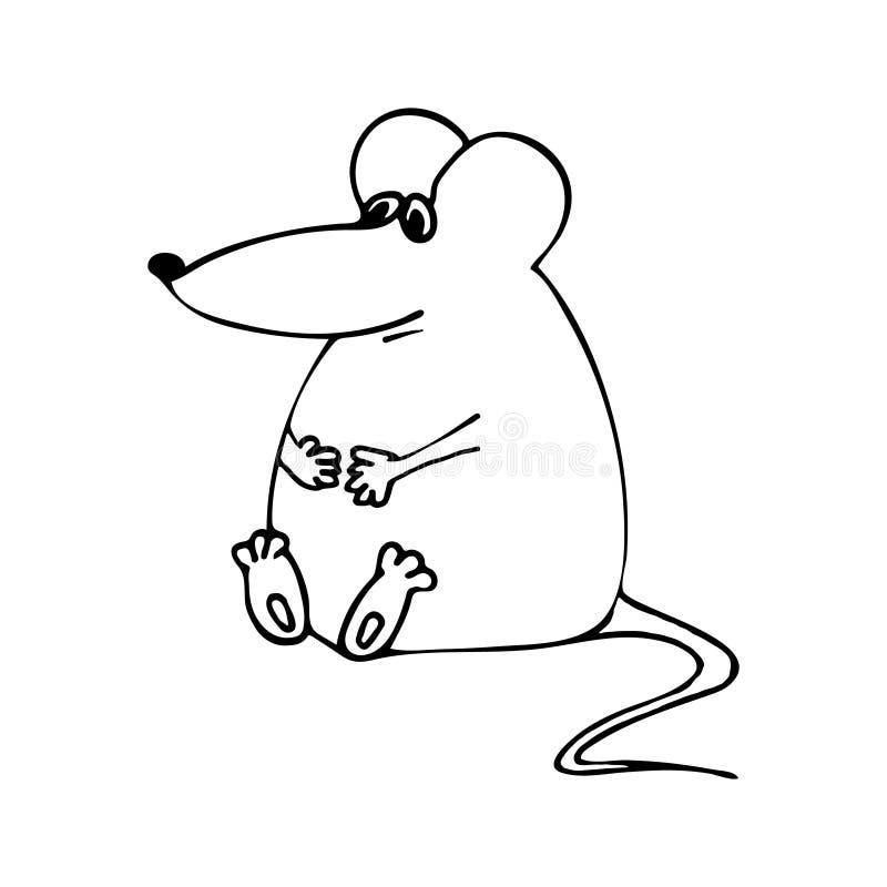 Hand-drawn Fat Mouse Side View. Doodle Vector Isolated on a White ...