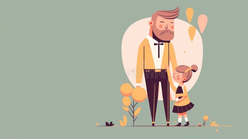 Hand Drawn Father Day Graphic Illustration Banner Template Copy Space ...