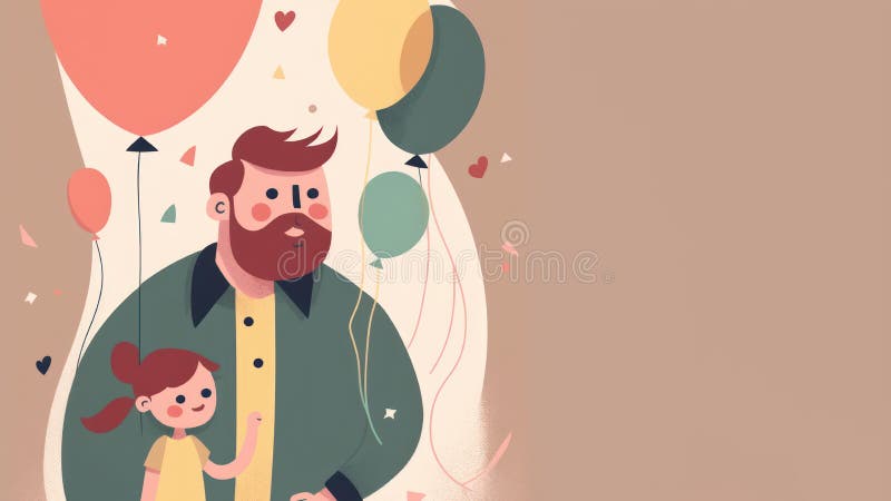 Hand Drawn Father Day Graphic Illustration Banner Template Copy Space ...