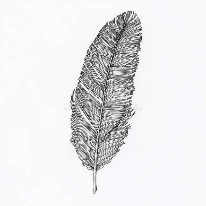 Hand Drawn Feather Isolated on Background Stock Illustration ...